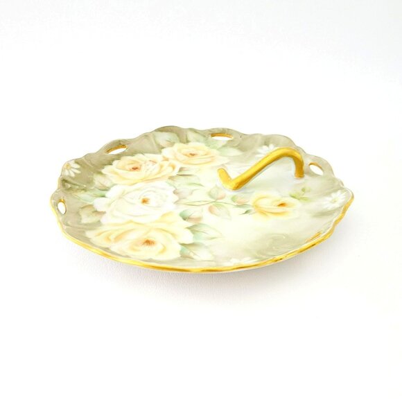 Unknown | Dining | Vintage Hand Painted Rose Lemon Server Peach White ...